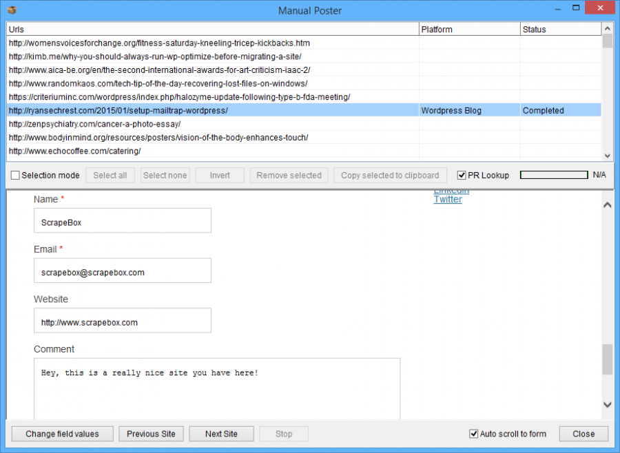 Manual Blog Commenter - ScrapeBox