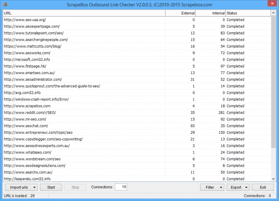 Outbound Link Checker - ScrapeBox