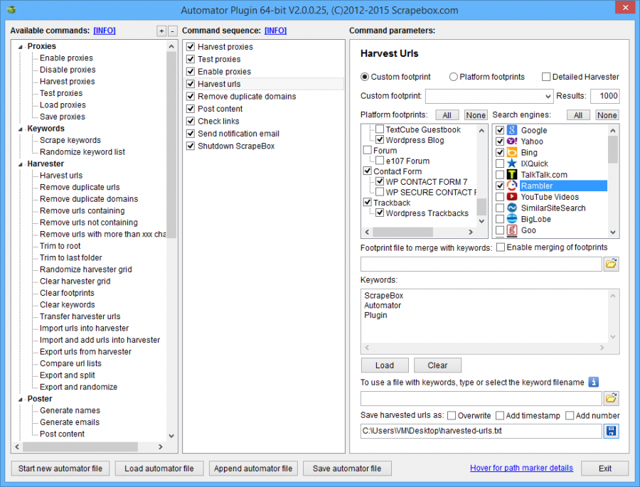 Automator Plugin - ScrapeBox